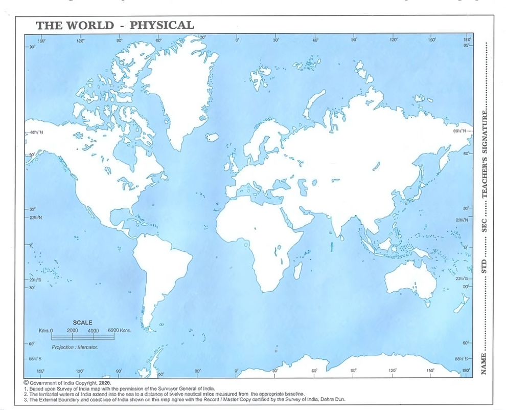 Outline Map of World Physical set of 50 – My Store